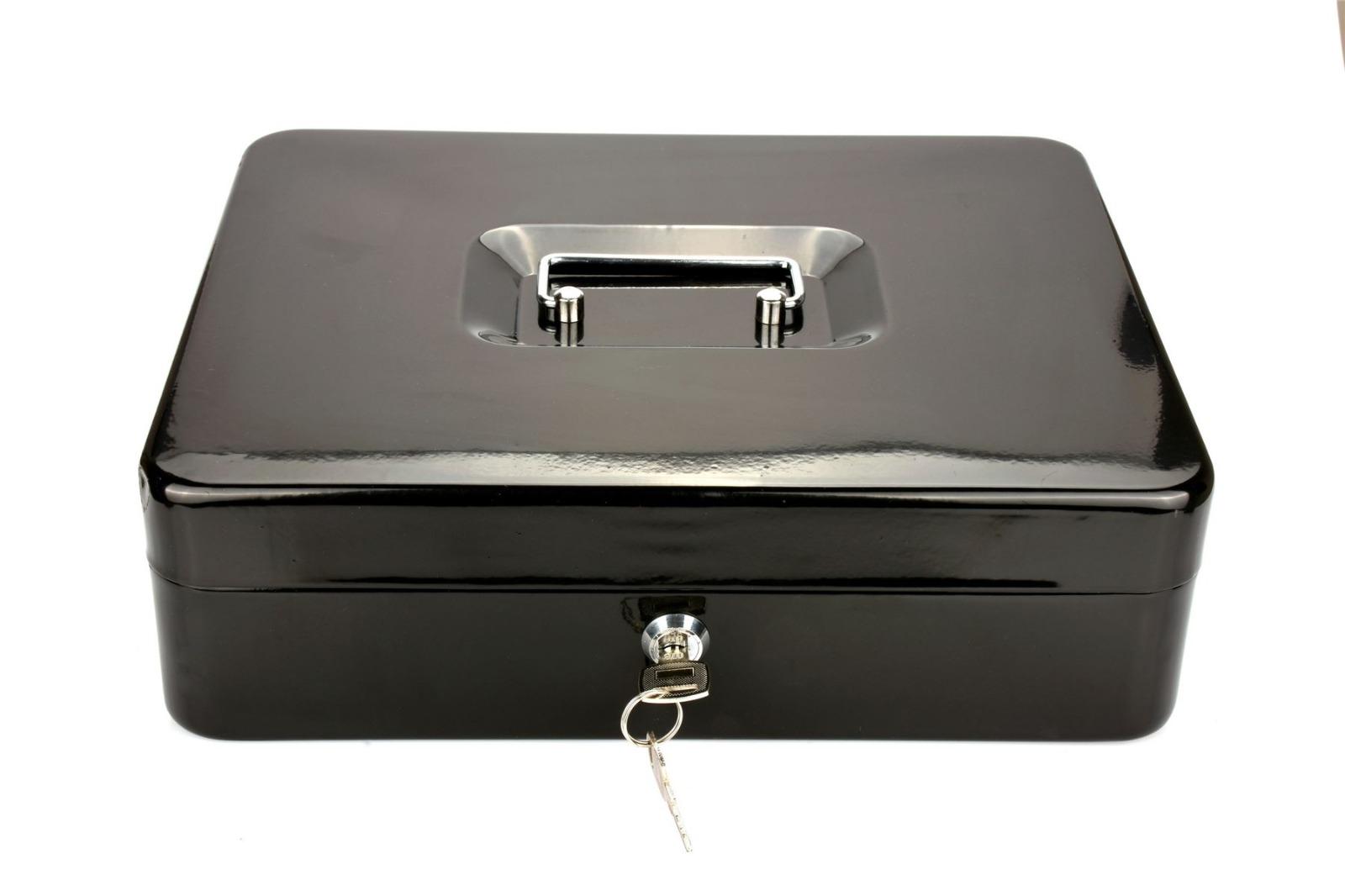 Set of 2 Metal Cash Box Money Bank Key Lockable - Buyerempire